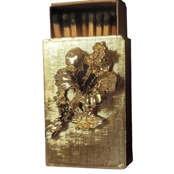 Other | Vintage Elegant Goldplated Matchbox Holder With Floral Design ...